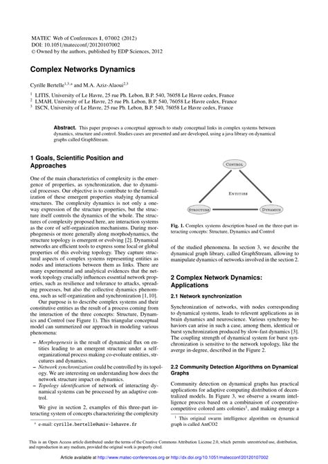 Pdf Complex Networks Dynamics