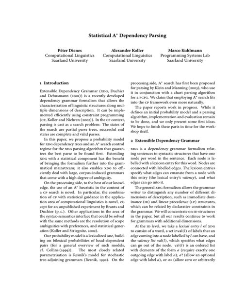 Statistical A Dependency Parsing
