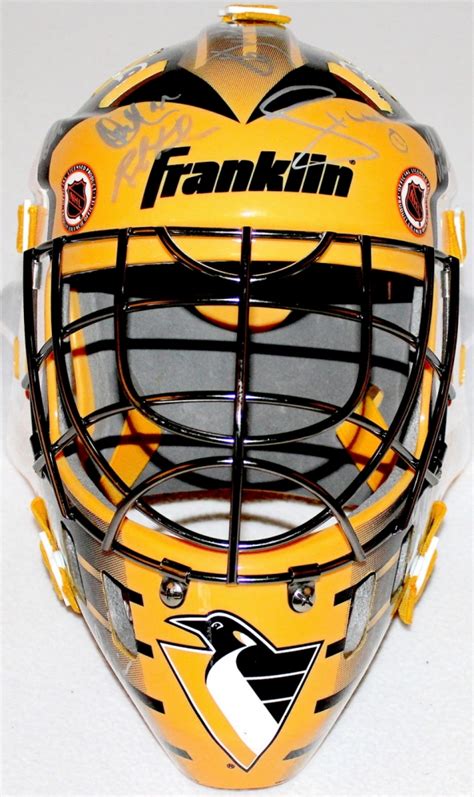 Pittsburgh Penguins Team Signed Goalie Mask Signed By 30 With Mario Lemieux Mark Letestu