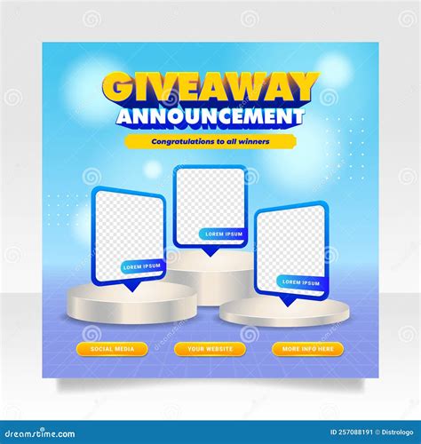 Giveaway Winner Announcement Social Media Post Banner Template Stock