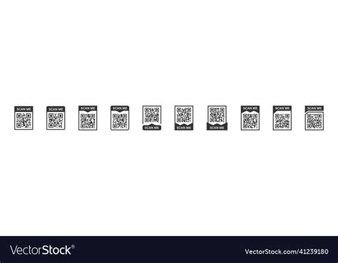 Scan Qr Code Icon Set Template Of Frames Barcode Vector Image