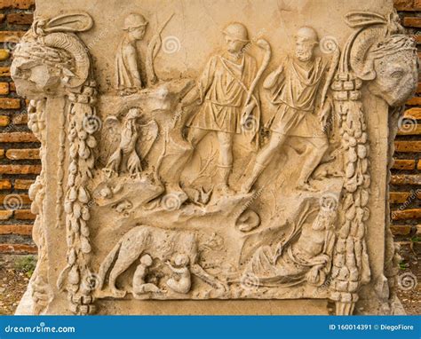 Ancient Roman Sarcophagus Ostia Antica Rome Italy Stock Image