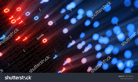 Hacking Red Blue Digital Binary Code Stock Illustration 1381746416