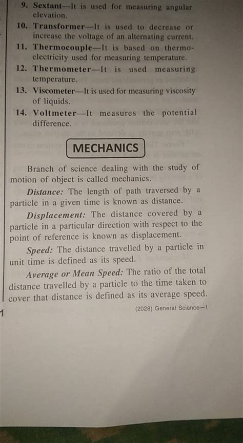 9 Sextant It Is Used For Measuring Angular Elevation 10 Transformer