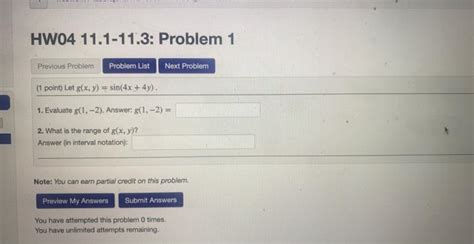Solved 1 Point Let G X Y Sin 4x 4y 1 Evaluate G 1 −2