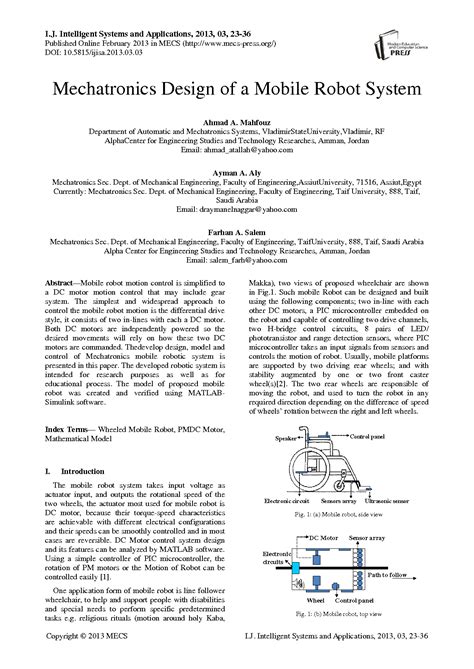 Solution Mechatronics Design Of A Mobile Robot System Studypool
