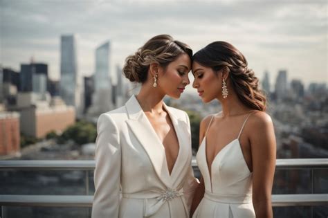 Beautiful Wedding Of Two Lesbian Women Premium Ai Generated Image