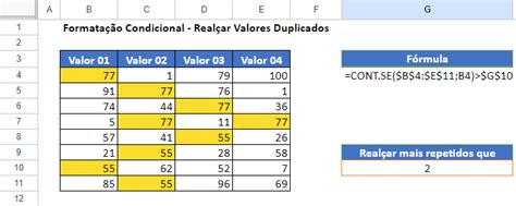 Realçar Valores Duplicados Excel e Google Planilhas Automate Excel