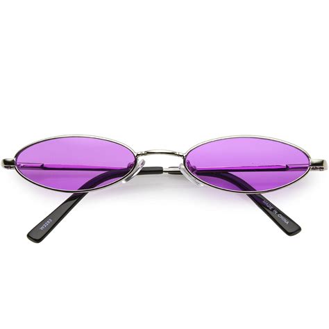 Retro Small Oval Sunglasses Slim Arms Color Tinted Flat Lens 51mm Sunglassla Cute Sunglasses