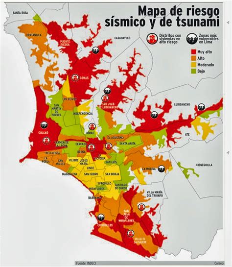 Mapa de riesgo sísmico y de tsunami infografía BusinessContinuity