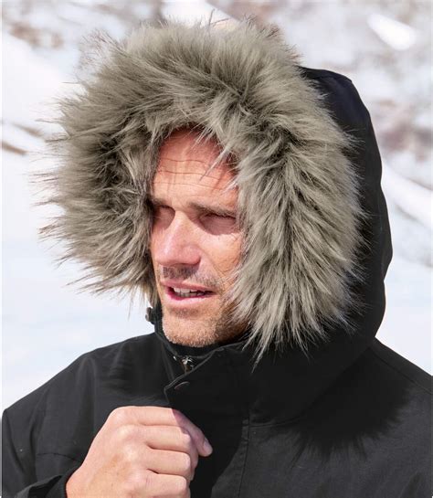Parka Grand Froid à Capuche Fausse Fourrure Atlas For Men