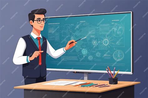 Premium Photo Teacher Using Smartboard Vector Scientific Concepts