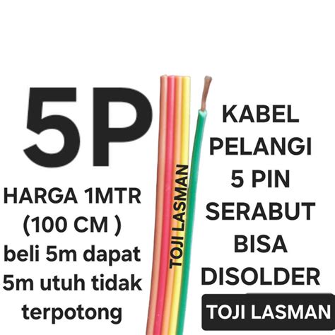 Jual 5 Pin Kabel Pelangi Kabel Serabut Nyaf Kecil Warna Warni Bisa