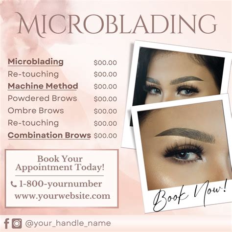 Microblading Flyer Template Microblade Price List Flyers Ombre