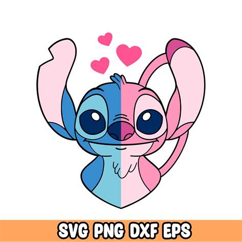 Stitch Angel Love Png Stitch And Angel Png Disney Valentine Png