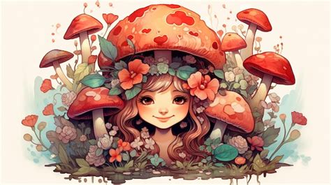 Premium Ai Image Mushroom Girl