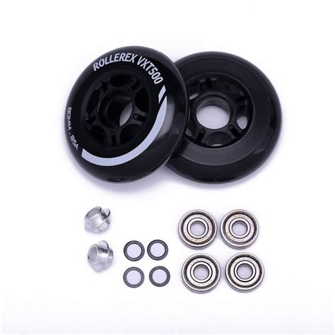 Rollerex VXT500 Inline Skate Wheels 2 Pack W Bearings Spacers And