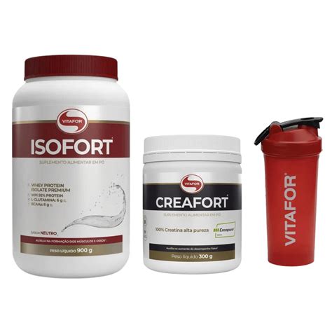 Kit 1 Whey Isofort 900g E 1 Creatina Creapure 300g VitaforvitaforMuscle