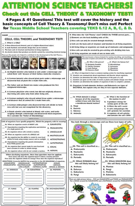 TEST Basics Of Cells Cell Theory And Taxonomy Cell Theory Biology