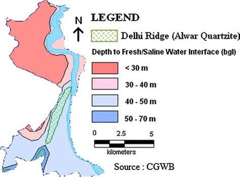 Variation In Depth To Freshsaline Interface Of Groundwater In The Download Scientific Diagram