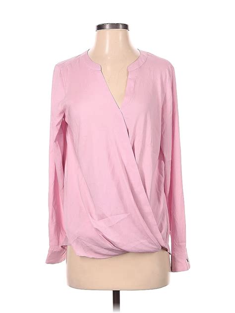 Ann Taylor 100 Polyester Pink Long Sleeve Blouse Size S 78 Off