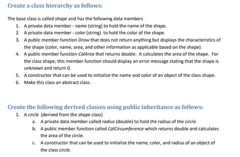 Solved Create A Class Hierarchy As Follows The Base Class Chegg