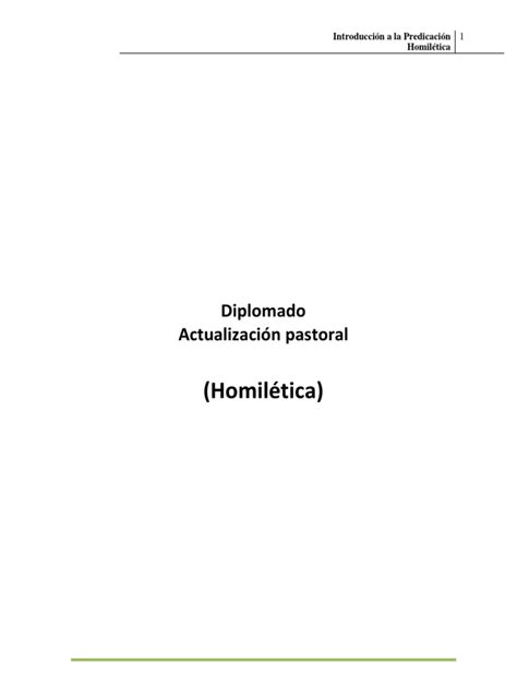 La Predicacion Homilética Pdf