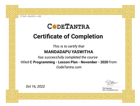 mandadapu yaswitha on linkedin cprogramming certification