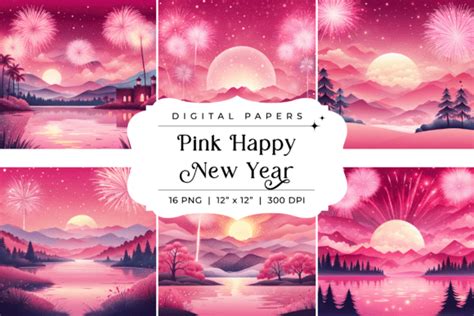 Pink Happy New Year Backgrounds Papers Graphic By Finiolla Design