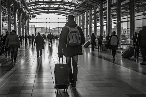 Premium Ai Image Stuck At The Airport A Black And White Scene Of
