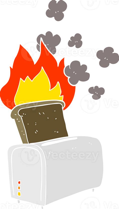 Flat Color Illustration Of A Cartoon Burnt Toast 36451538 Png