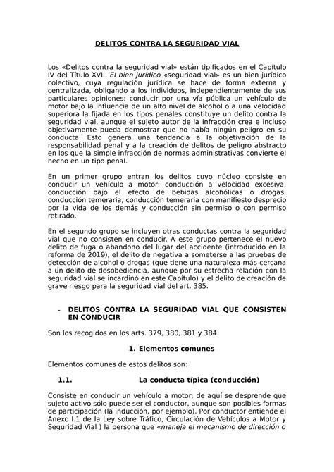 Delitos Contra La Seguridad Vial Delitos Contra La Seguridad Vial Los