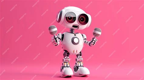 Premium Photo Retro Robot Singing Robot Singer Vocalist With Microphone