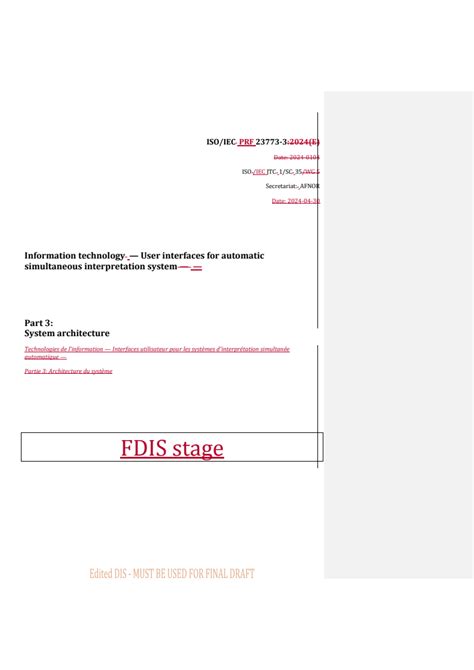 Iso Iec Prf 23773 3 Information Technology — User Interfaces For Automatic Simultaneous