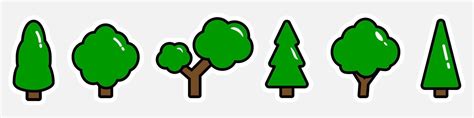 Set Of Trees Icon In Flat Style 44443875 Vector Art At Vecteezy