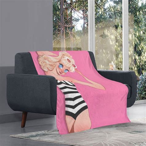 Barbie Blanket Throw Barbie In Stripes Laying Down Pose Illustration