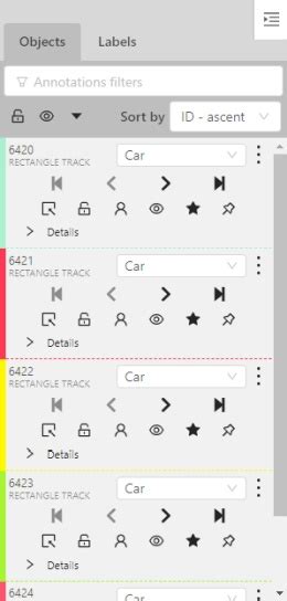 Objects Sidebar Cvat