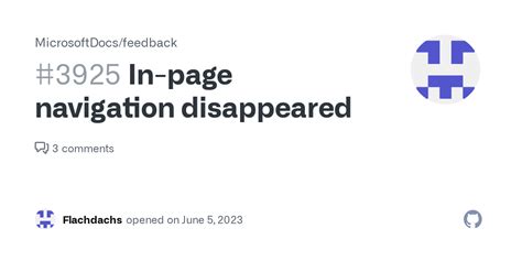 In Page Navigation Disappeared · Issue 3925 · Microsoftdocsfeedback · Github