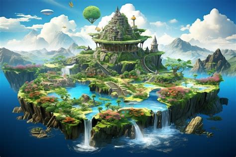 Game Ui Elements Of Ground Floating Island Items Premium Ai Generated