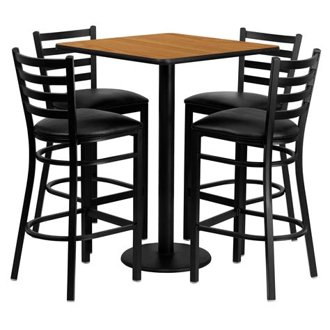 Flash Furniture 30 Square Natural Laminate Table Set With 4 Ladder