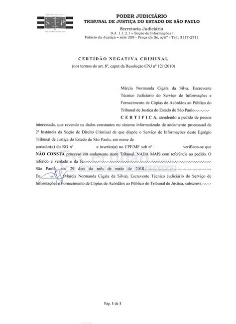 Certidão Negativa De Distribuição Criminal 2ª Instância Certidão Na Mão