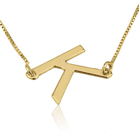 10k Gold Initial Necklace Vertical Custom Jewelry In Real Solid Gold