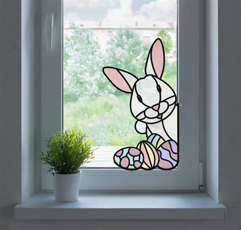 Easter Bunny Stained Glass Pattern Décoration Bougies Decoration