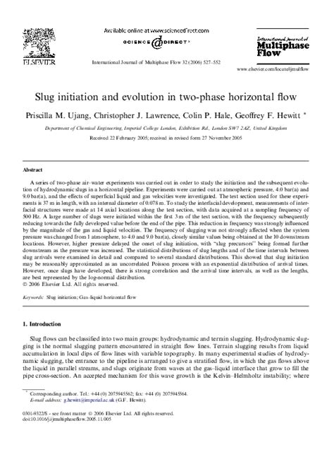 Pdf Slug Initiation And Evolution In Two Phase Horizontal Flow