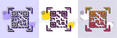 Qr Code Line Icon Scan Barcode Sign Halftone Dotted Pattern Vector