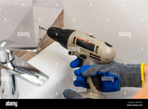 Drilling Holes In Porcelain Stoneware Drilling Holes In Tiles Stock