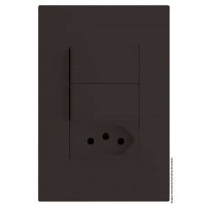 Cj Interruptor Duplo Simples Tomada A Recta Chocolate Satin Fosco Brs Ch Leroy