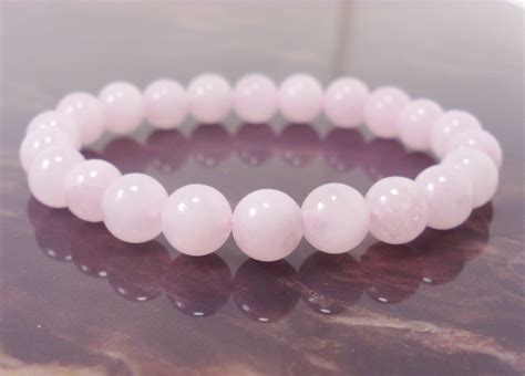 Pulsera De Cuarzo Rosa Pulsera De Piedra Preciosa Natural Etsy