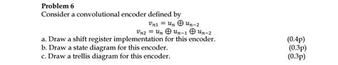 Solved Problem 6 Consider A Convolutional Encoder Defined By