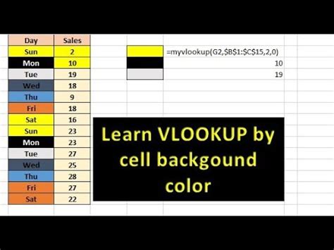 VLOOKUP By Cell Background Color YouTube